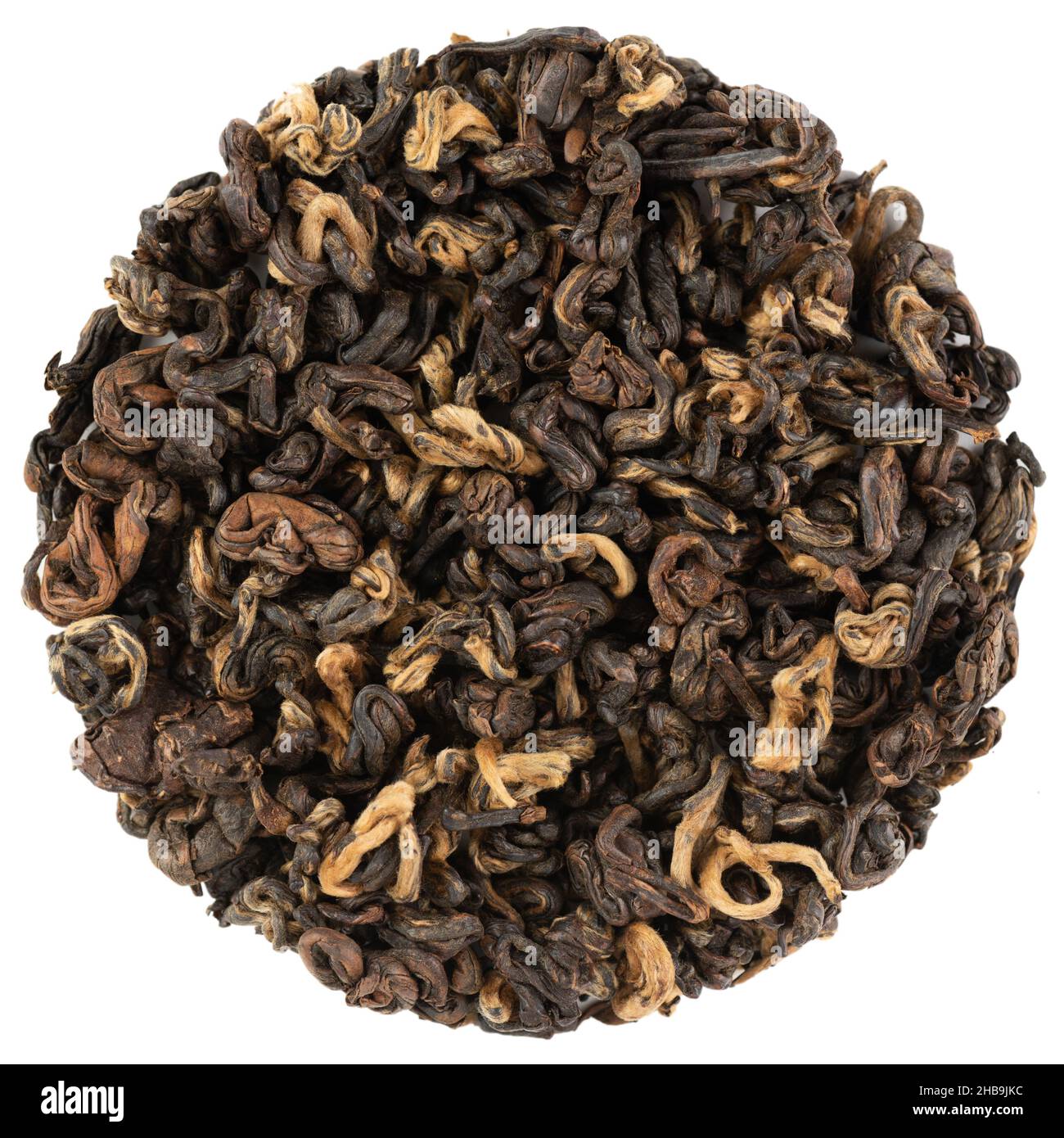 Yunnan rolled black tea in round shape isolated on white Stock Photo ...