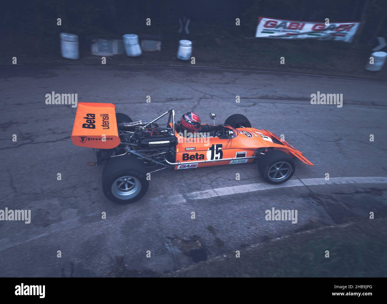 PES, ITALY - Oct 15, 2021: A vintage March 2 car in a race in Pesaro ...