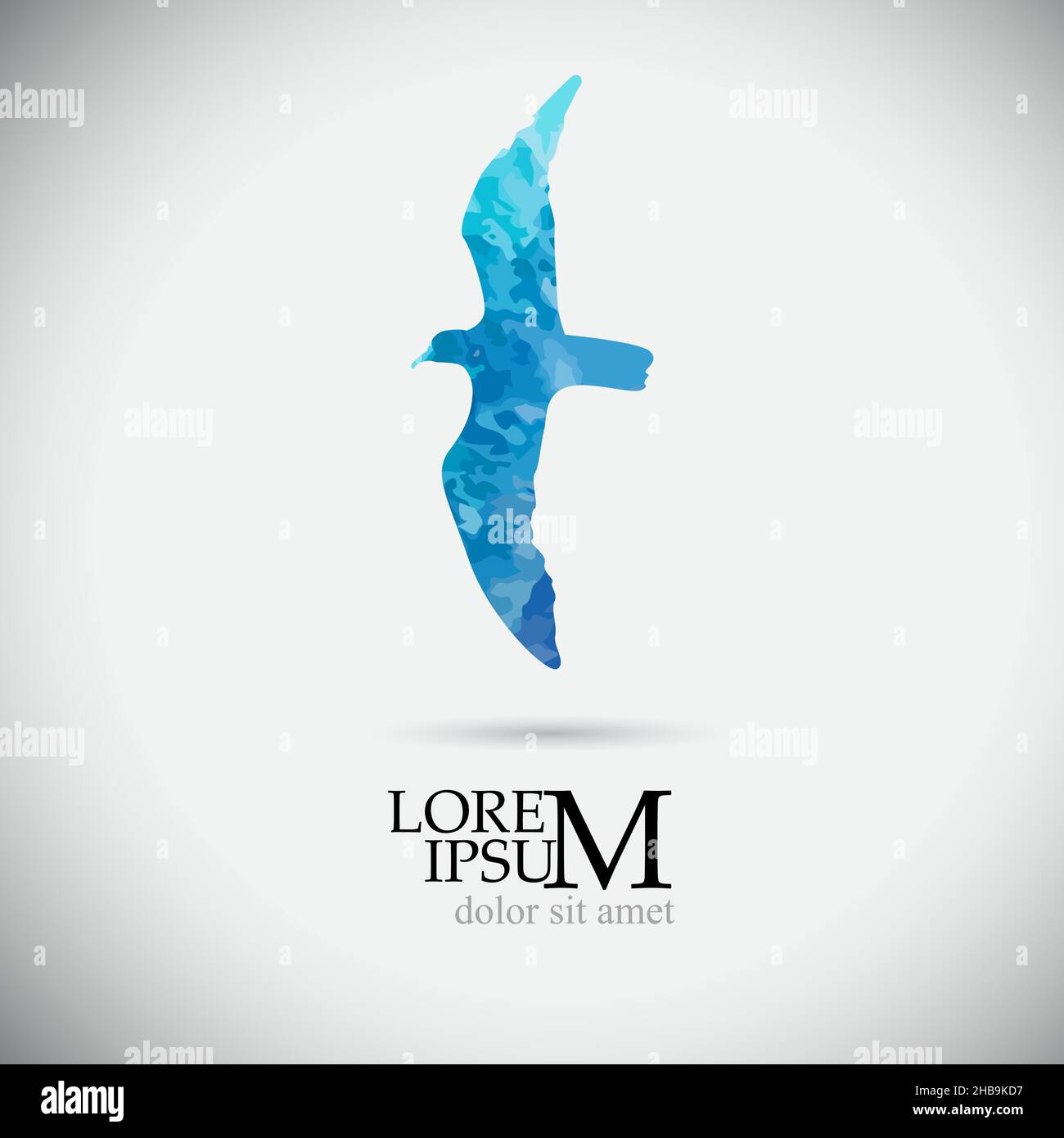 Flying blue watercolor seagull. Vector illustration Stock Vector Image ...