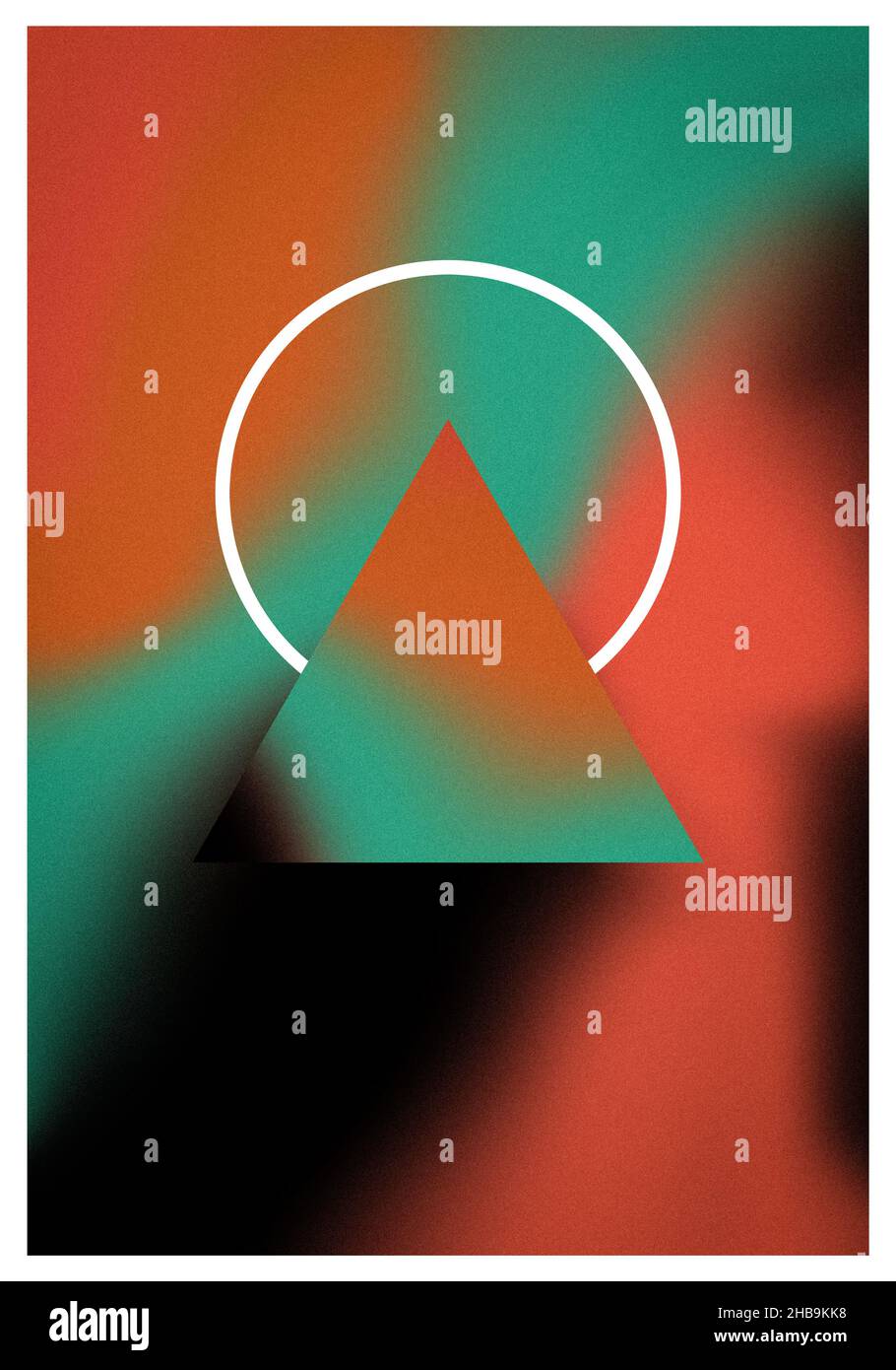 Stimulating abstract shape, orange, green and black color, line circle ...