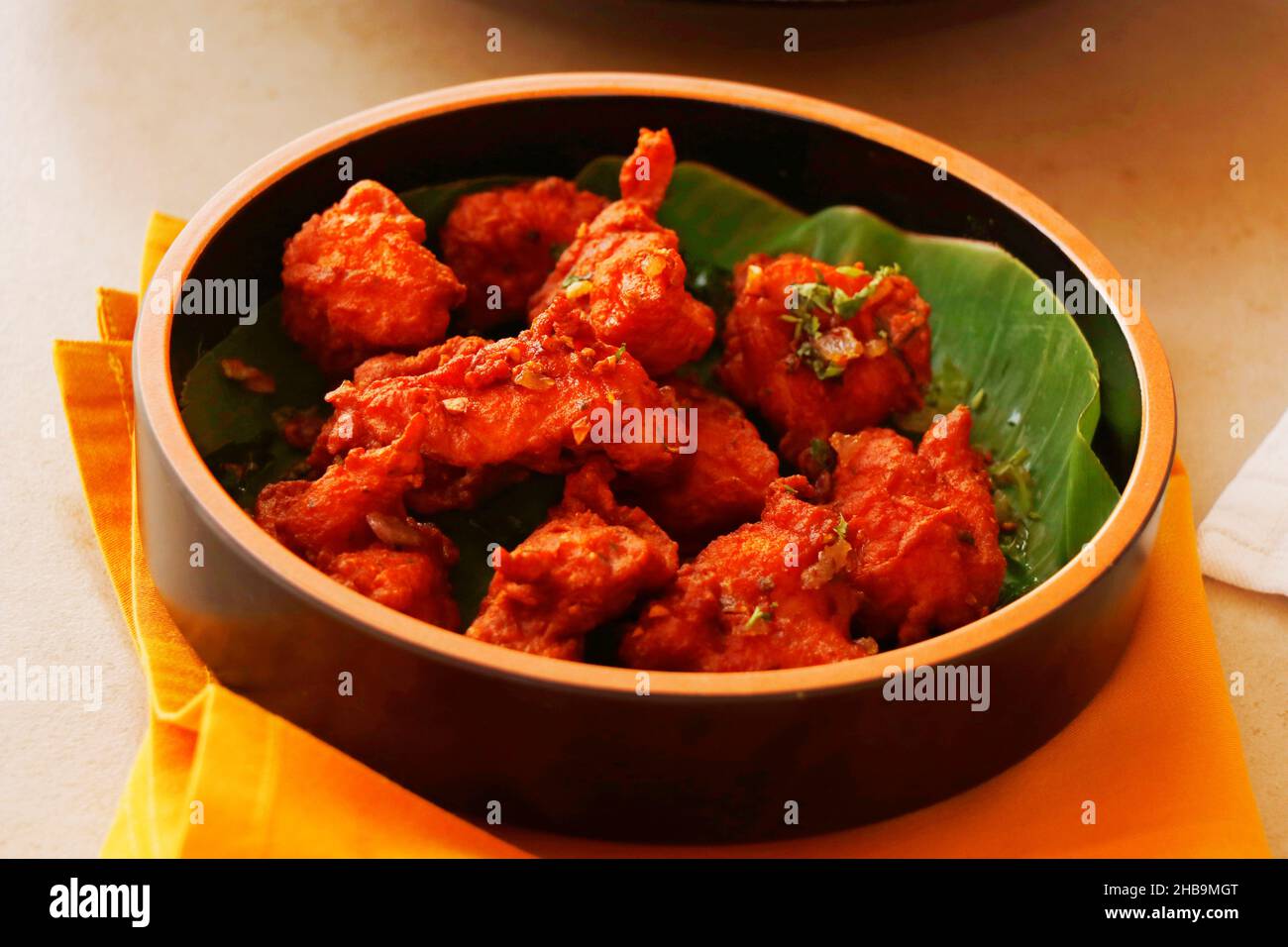 indian snack, spices marinated and deep fried tender chicken cubes ...
