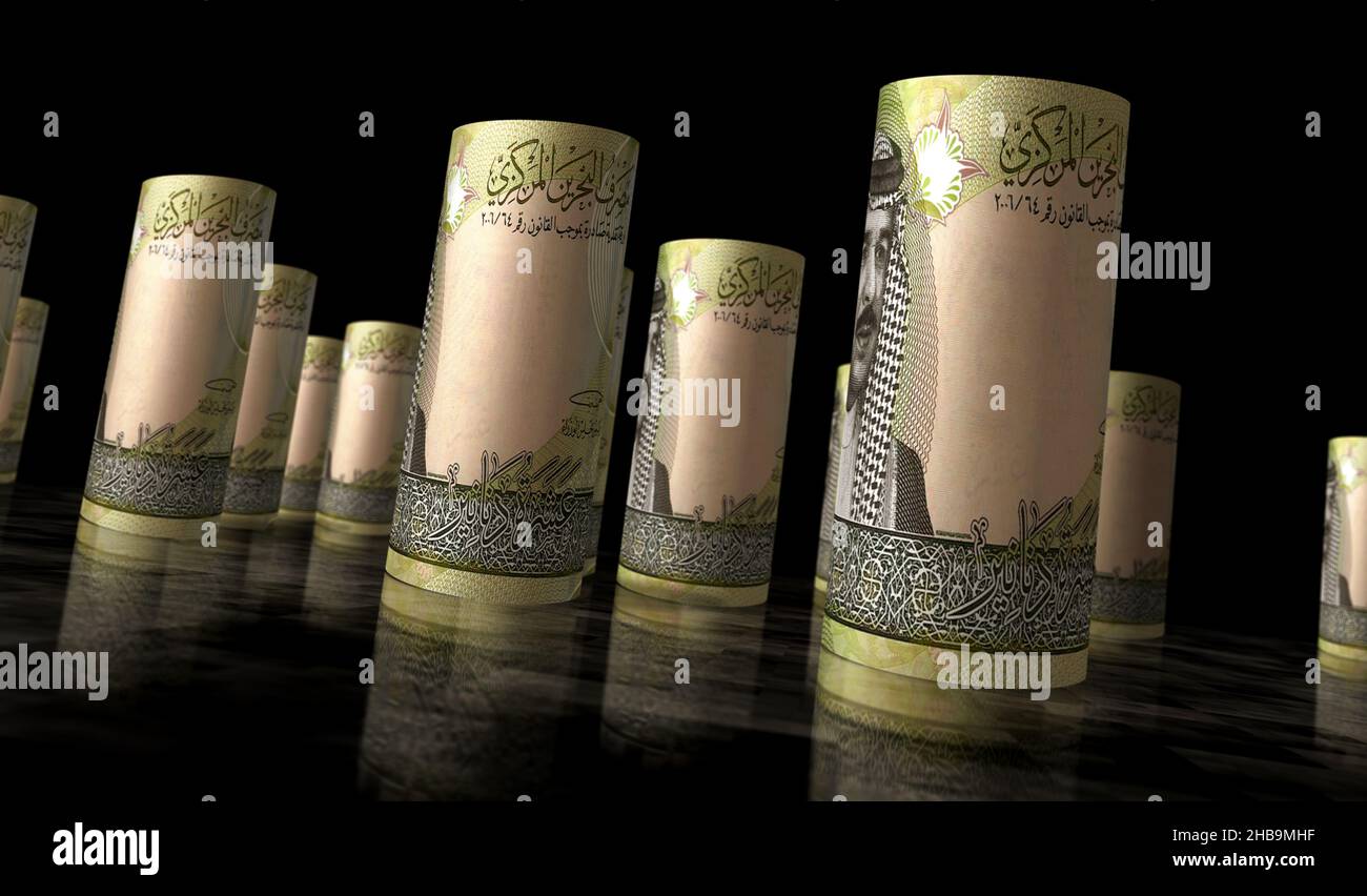 Bahrain Dinar money pack 3d illustration. BHD banknote bundle stacks ...