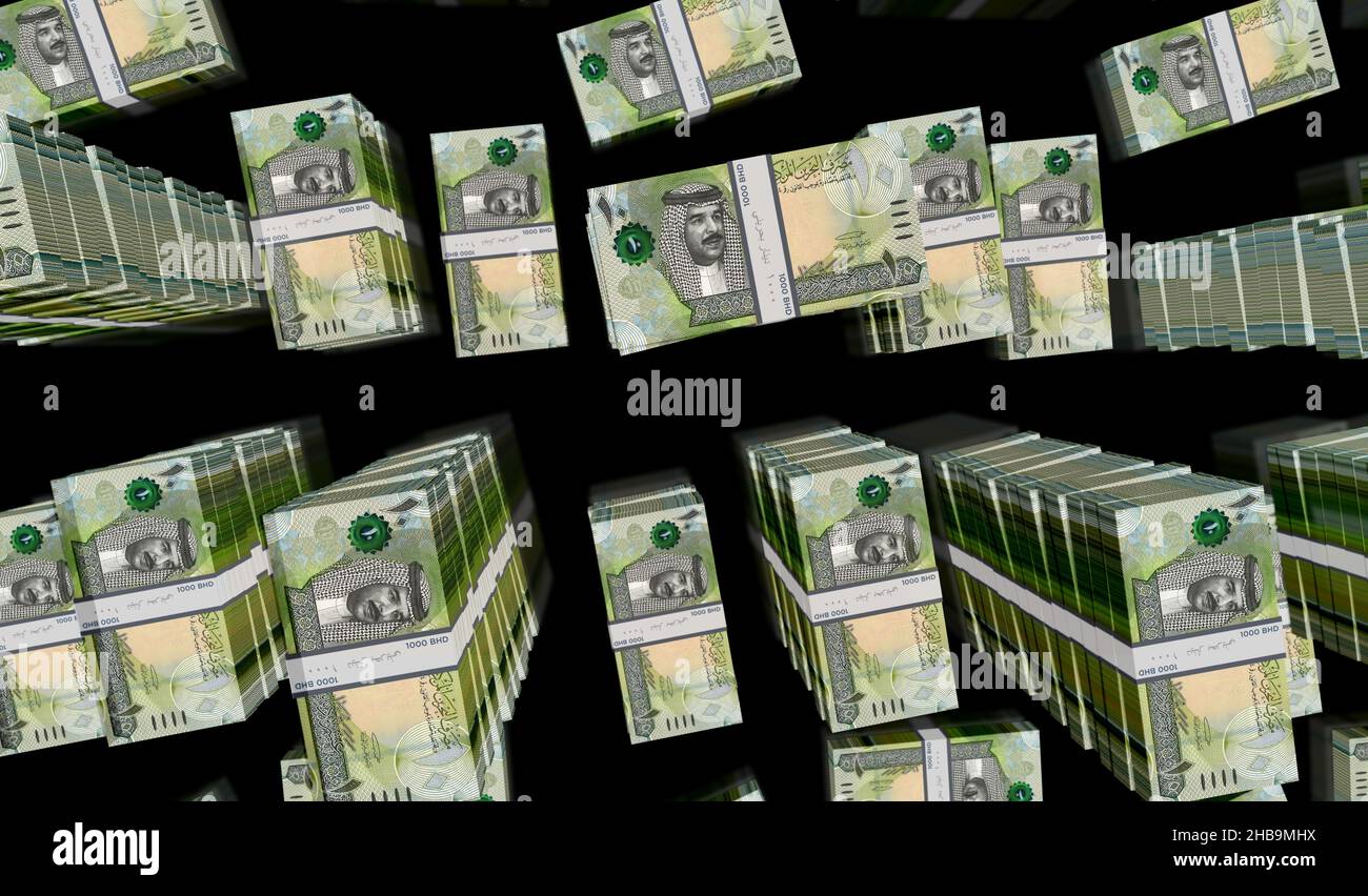 Bahrain Dinar money pack 3d illustration. BHD banknote bundle stacks ...