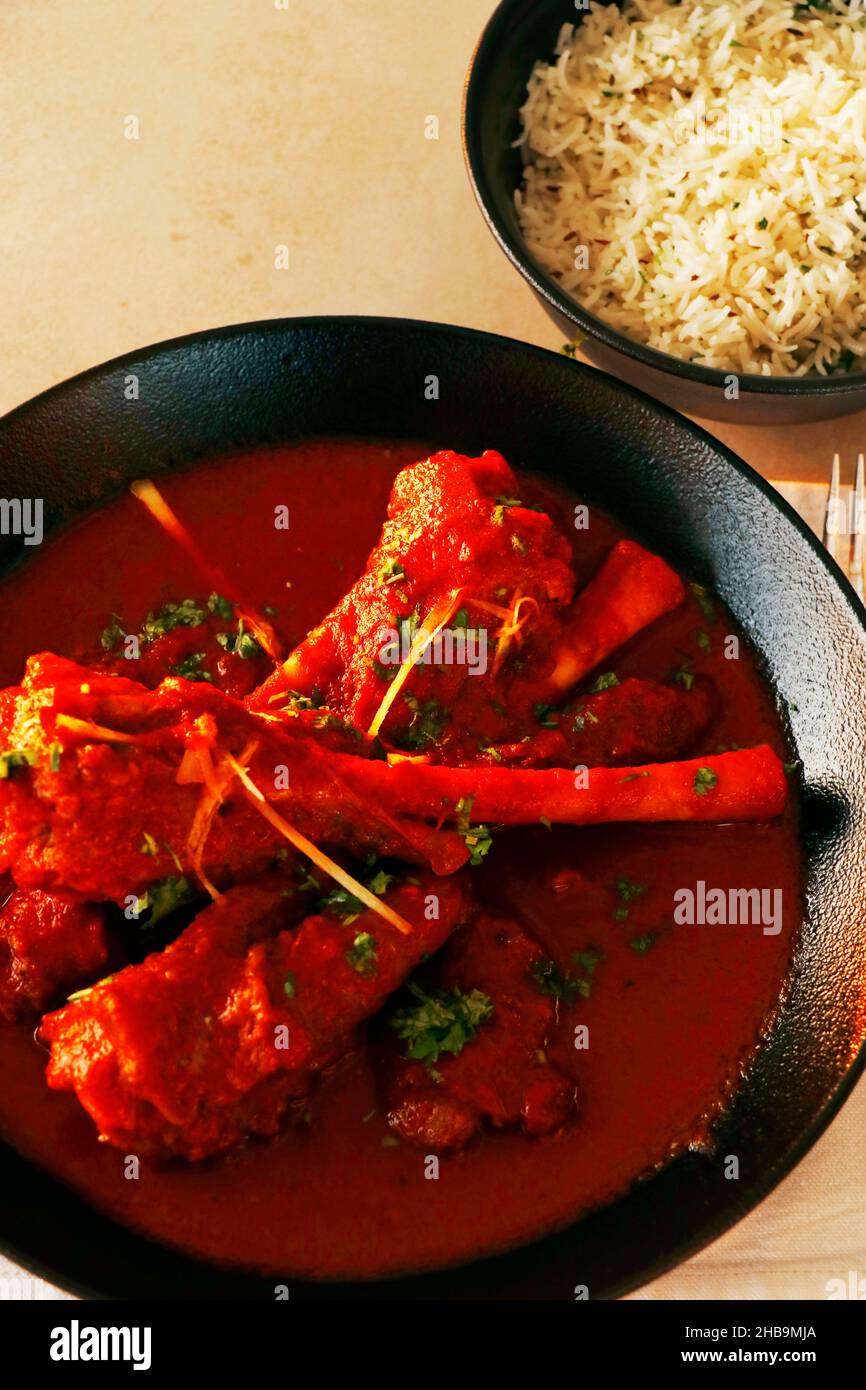 indian lamb or mutton shank curry, also known as nalli rogan josh on ...