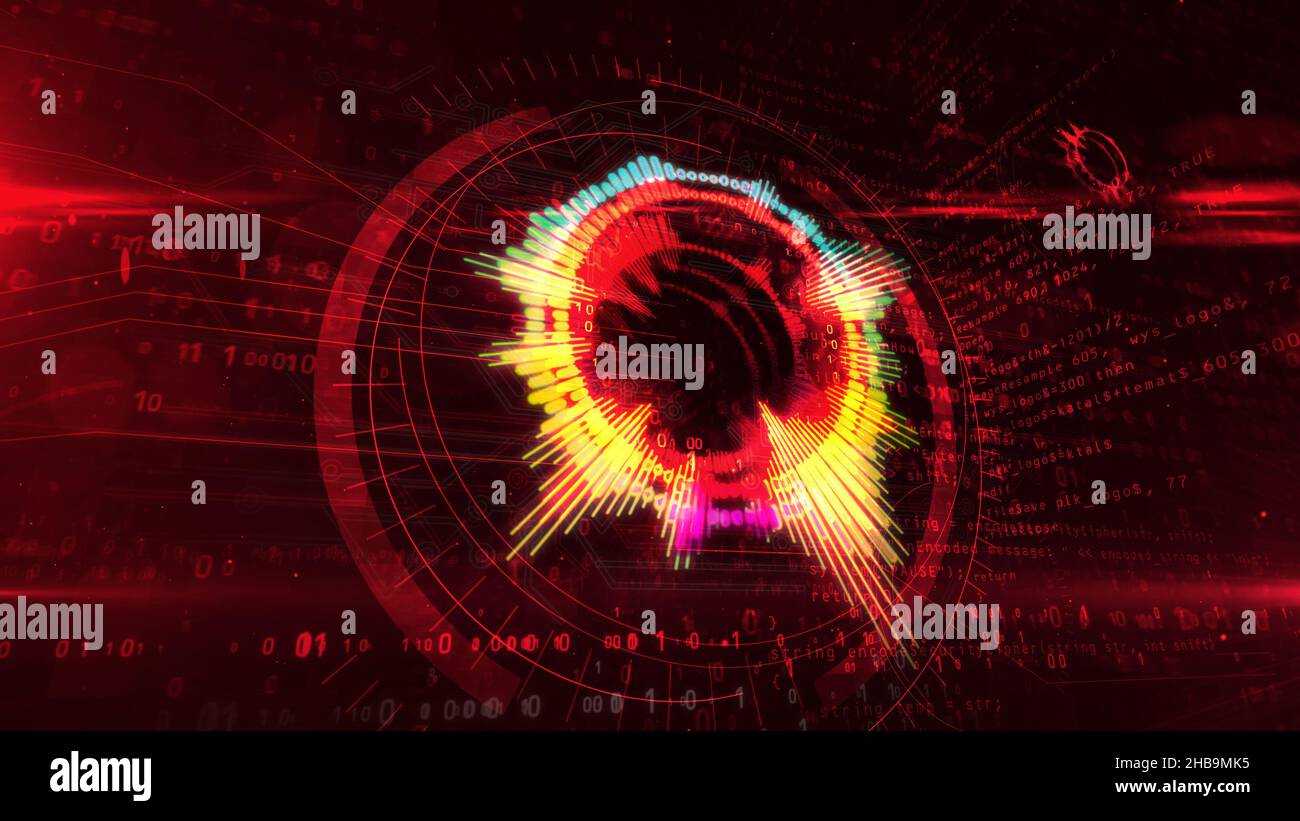 Audio spectrum voice neon sign concept, radio sound wave and disco ...