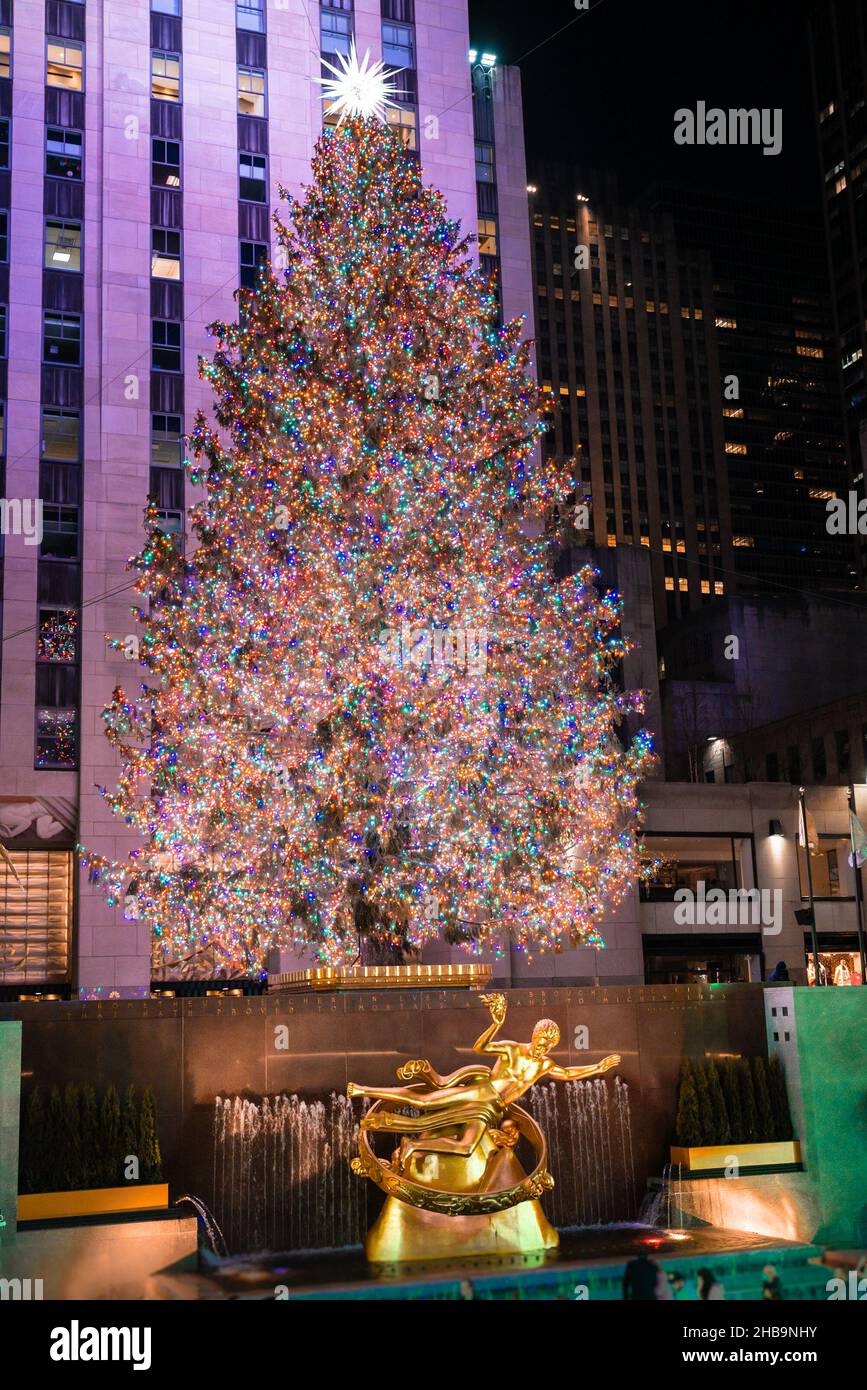 New York City, New York - December 15, 2021: View of famous Christmas ...