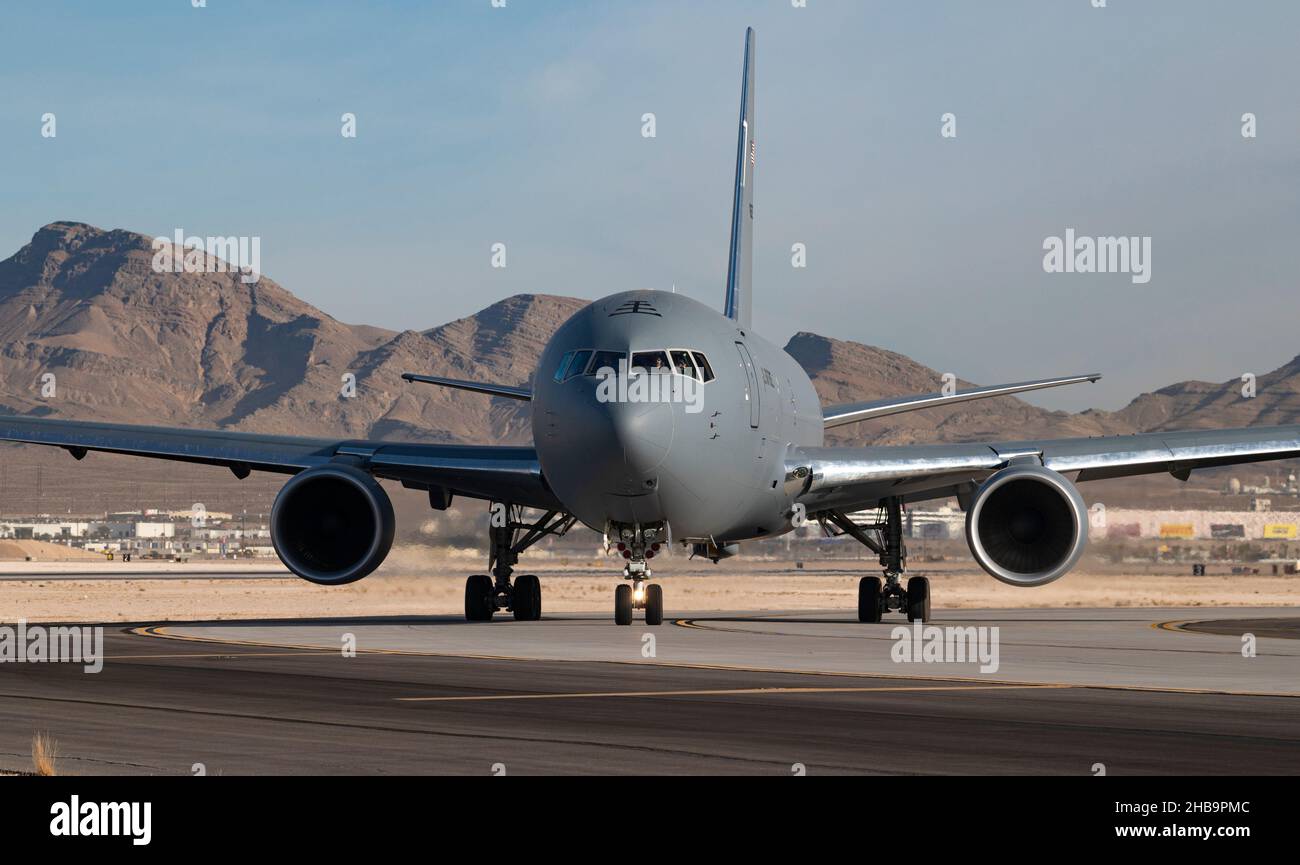 A KC-46A Pegasus air refueler taxis down the taxiway during the U.S ...
