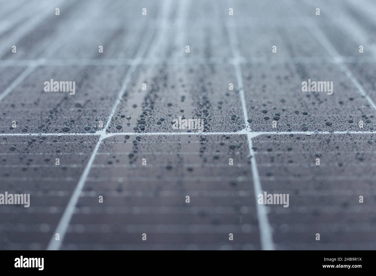 Solar panels with drop of water after rain. Selective focus Stock Photo ...