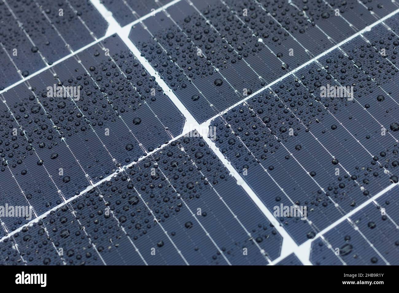 Drop of rain on solar panel, cells, macro detail Stock Photo - Alamy