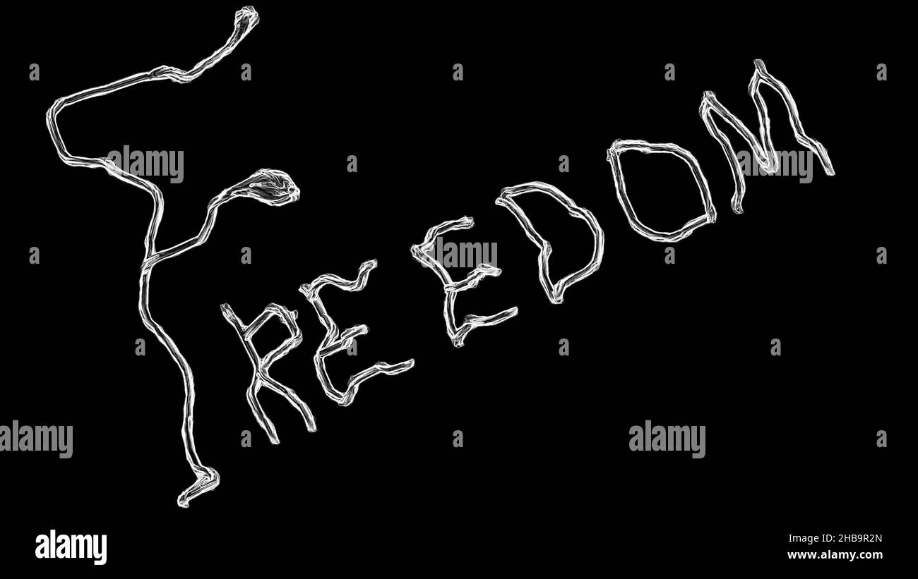 Poster freedom in neon shades on a white background. The word freedom ...