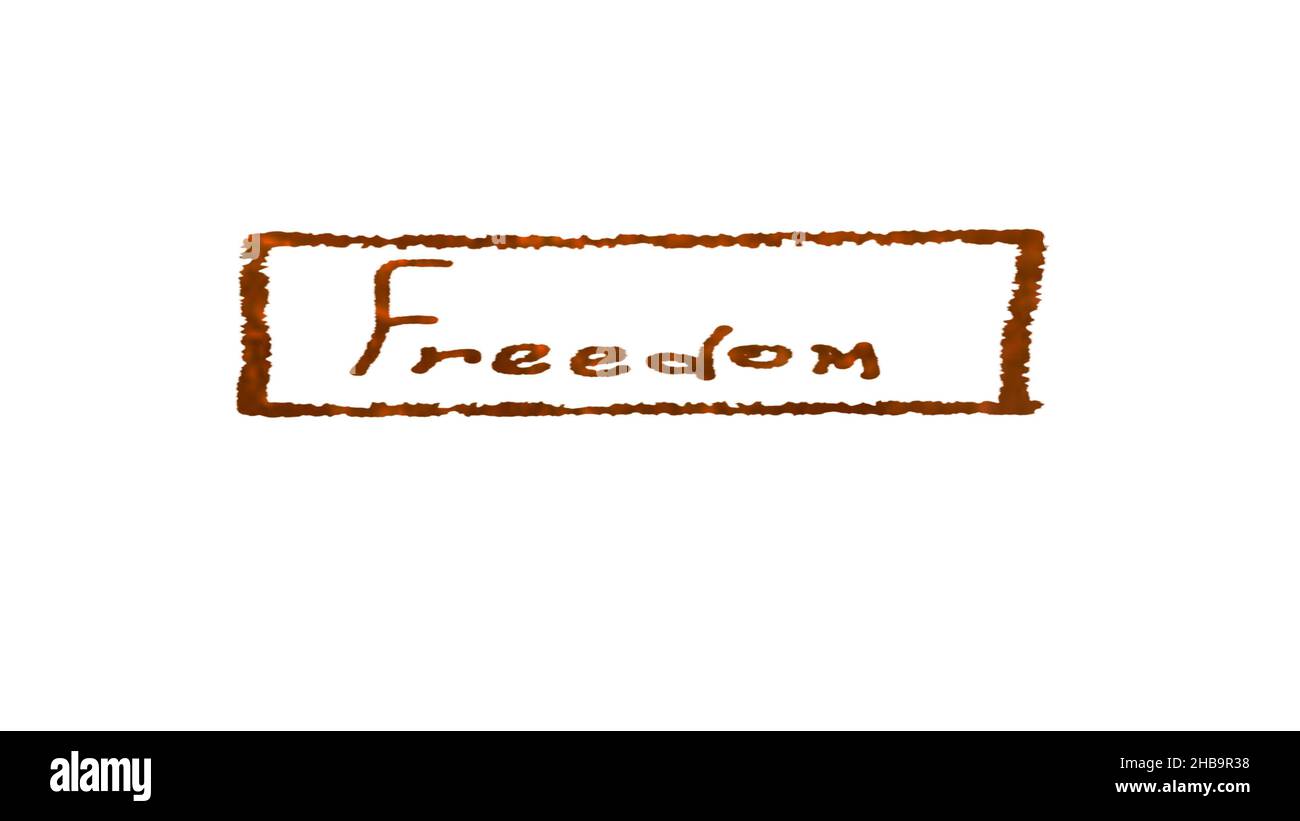 Poster freedom in neon shades on a white background. The word freedom ...