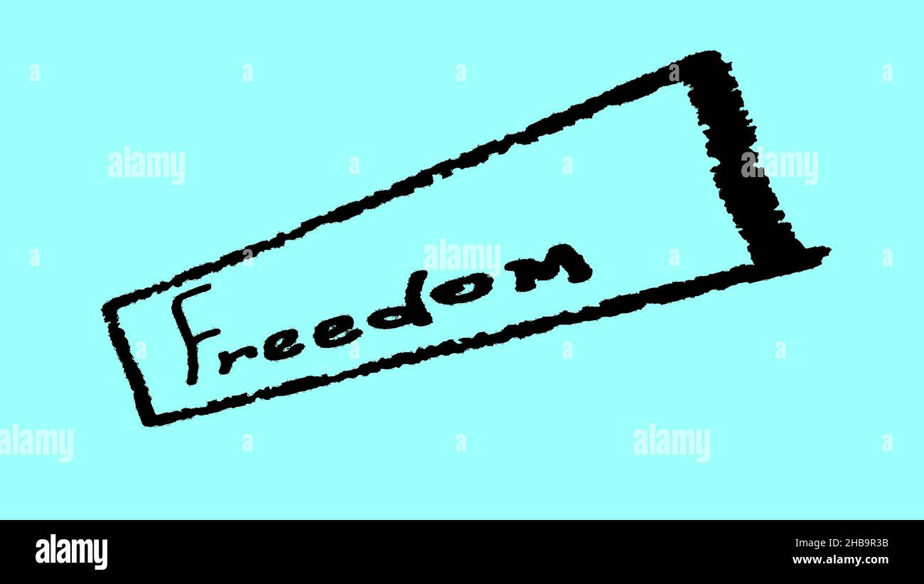 Poster freedom in neon shades on a white background. The word freedom ...