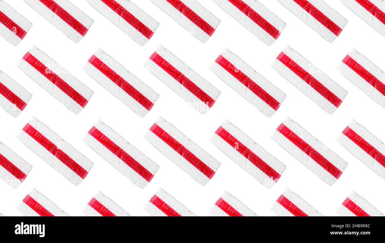 Vanilla sweets pattern on a white background, marshmallows with a red ...