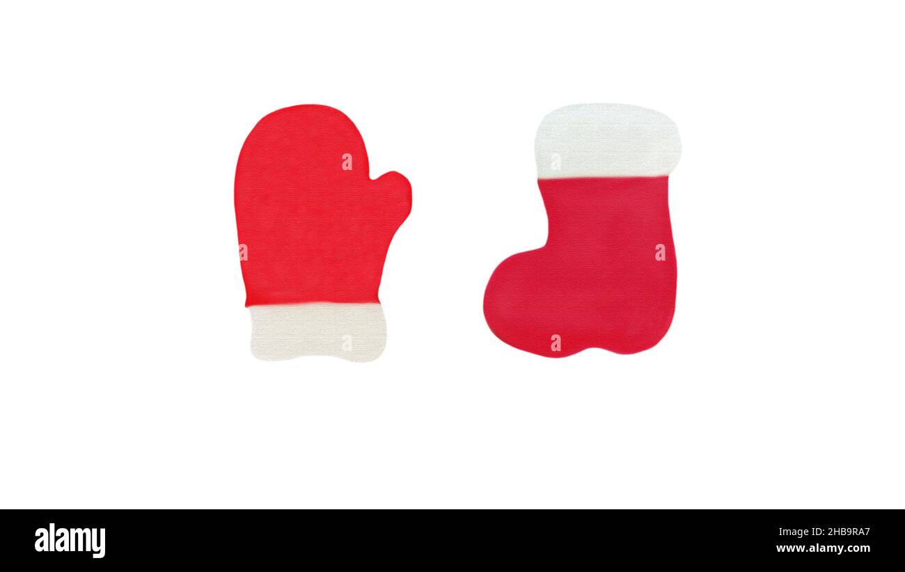 Illustration of santa claus mitten, santa boots on an isolated white ...