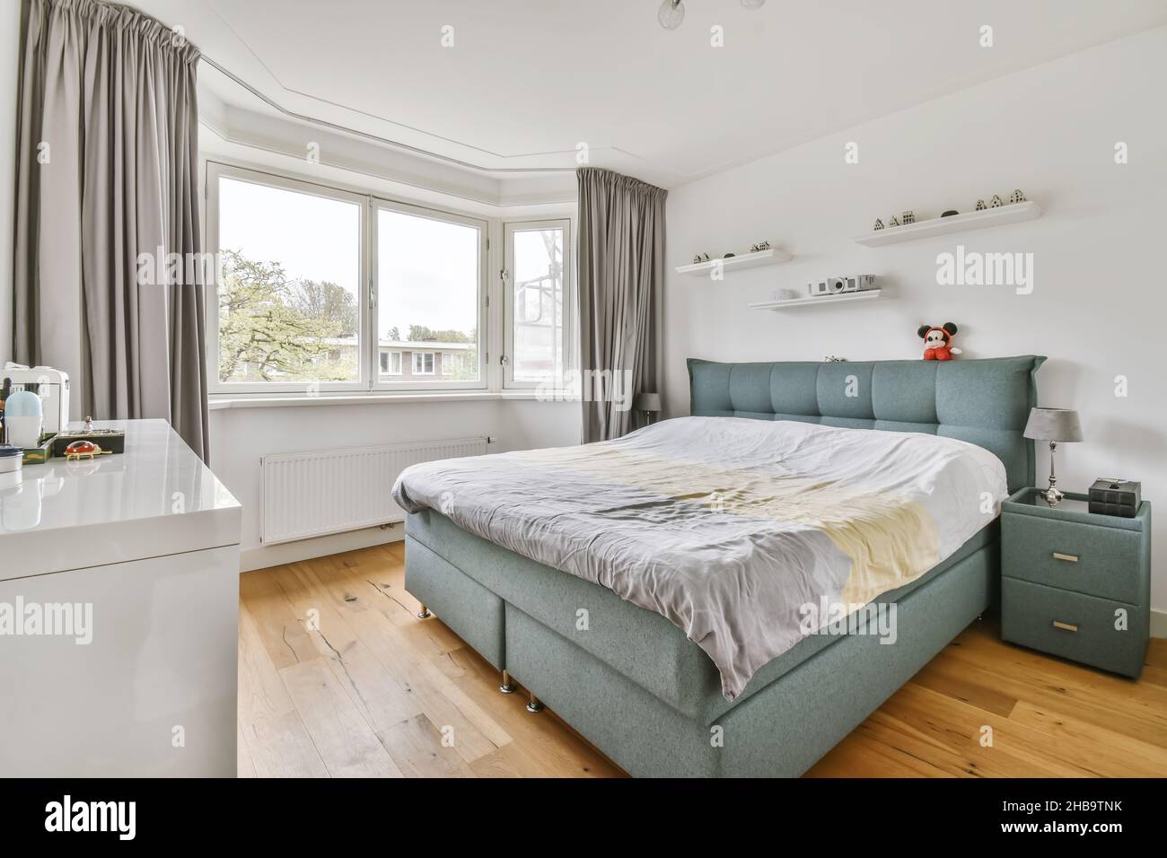Bedroom double bed large windows hi-res stock photography and images ...