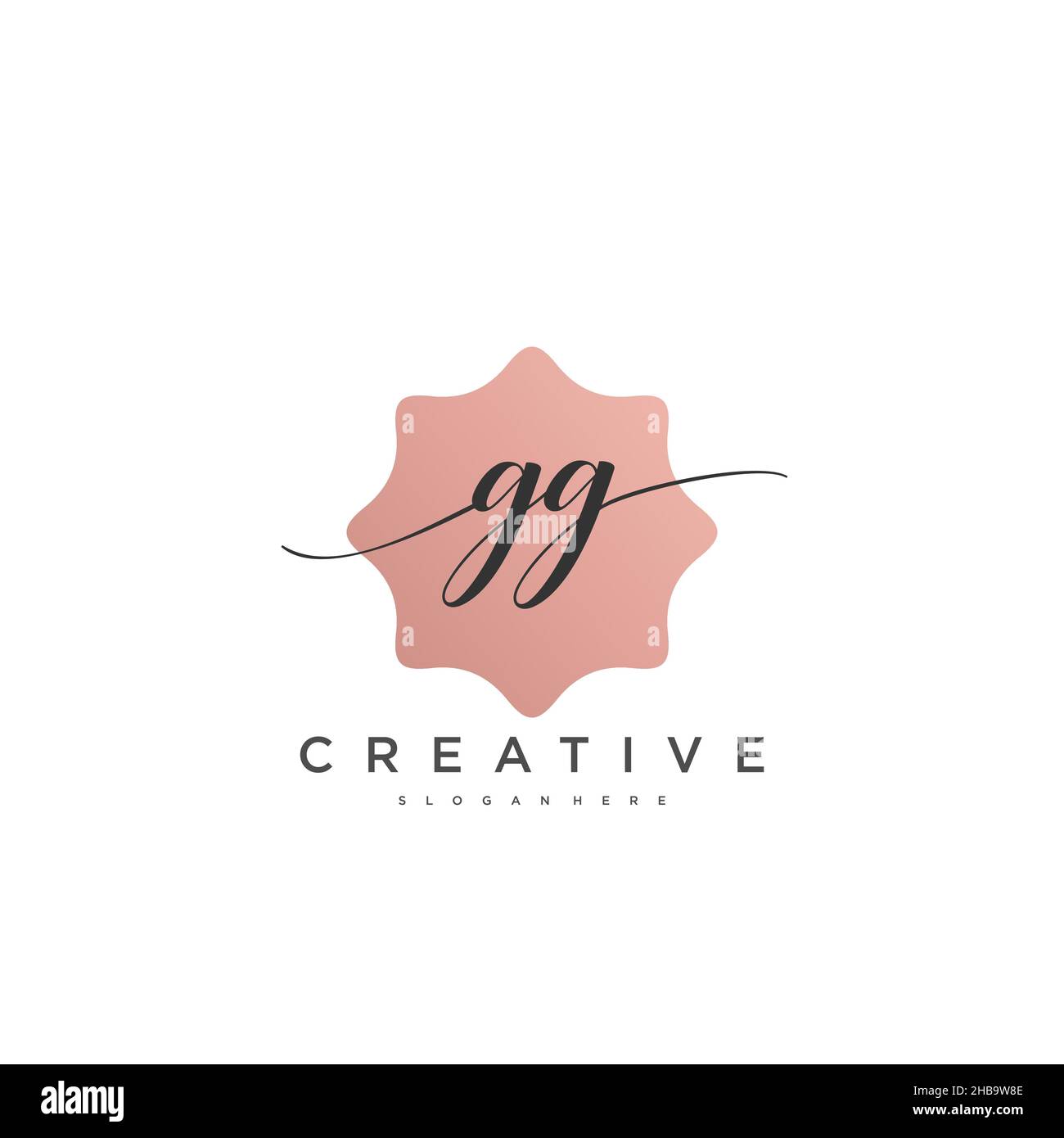GG Initial handwriting minimalist geometric logo template vector art ...