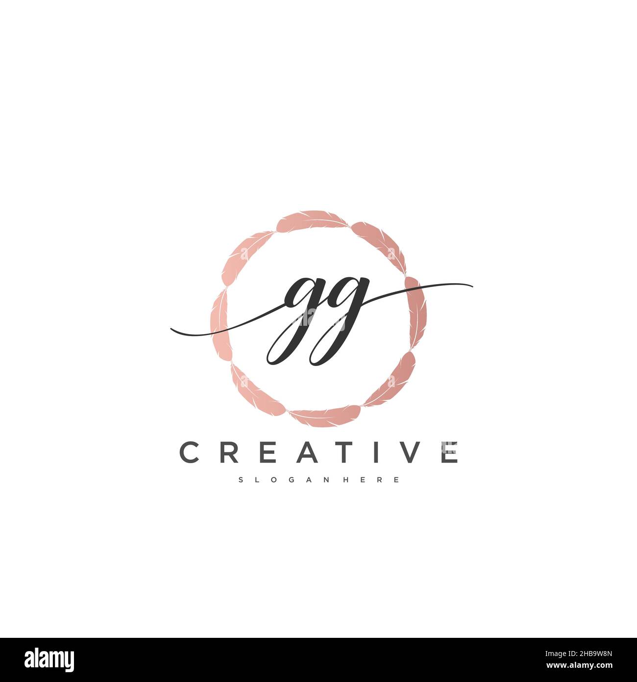 GG Initial handwriting minimalist geometric logo template vector art ...