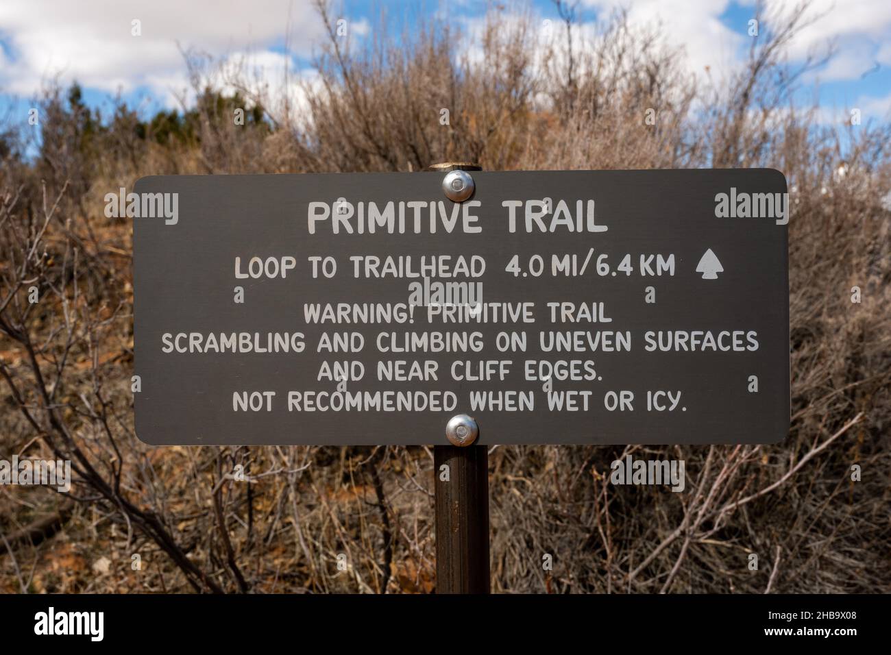 Primitive Trail Warning Sign at Devils Garden in Arches National Park ...