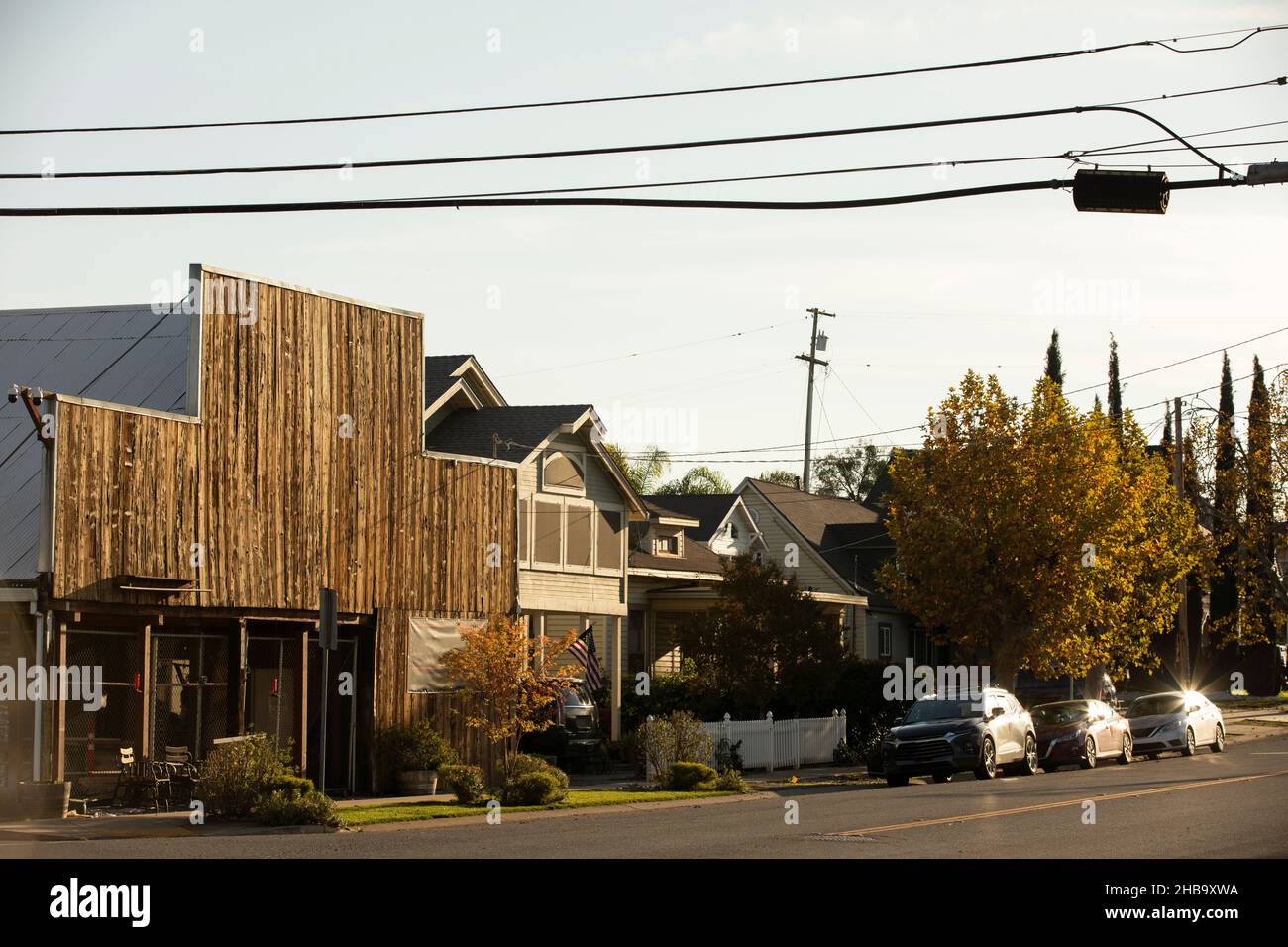 Late afternoon view of the historic downtown area of Wheatland ...