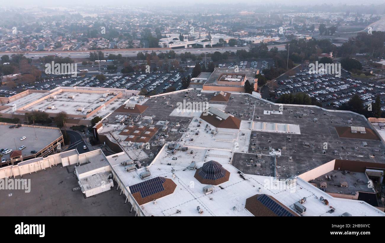 Sunset aerial view of downtown Brea, California, USA Stock Photo - Alamy