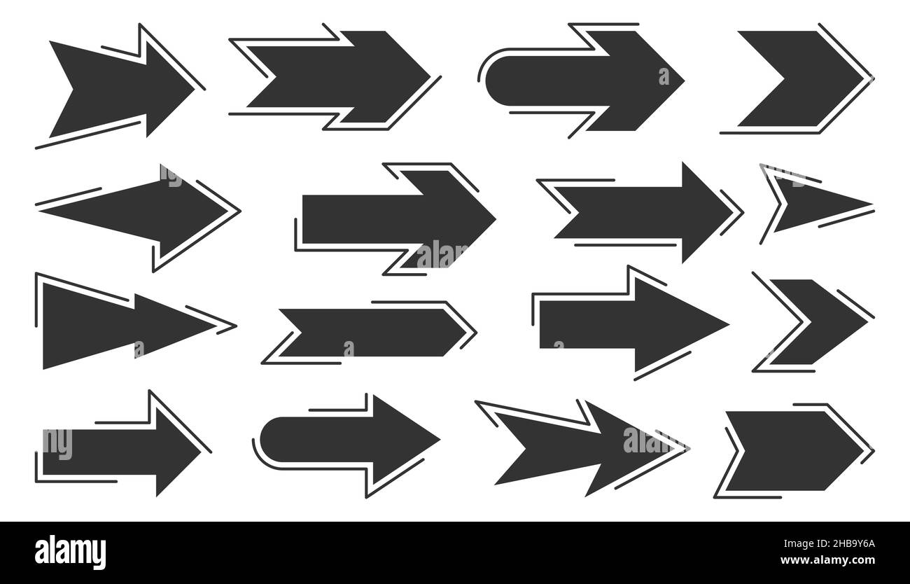 Arrow black flat set. Navigation button motion template. Simple form ...