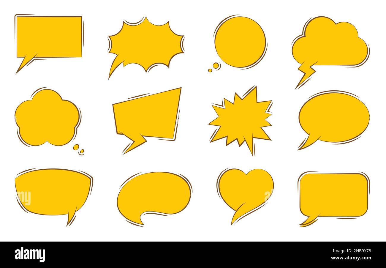 Speech bubble retro pop-art comic dialog flat set. Funny form white ...