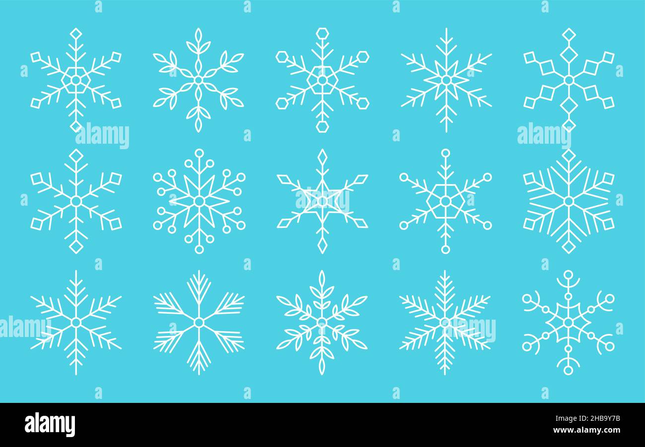 Snowflakes snow xmas symbol thin white line set. Winter element new ...