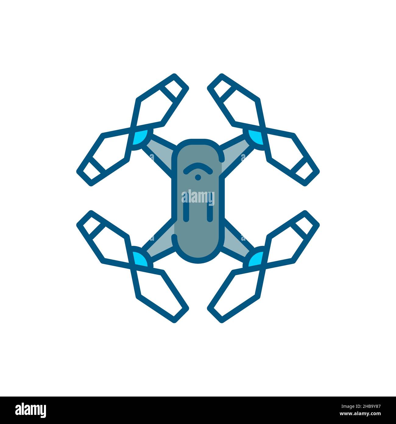 Flying drone top view. Pixel perfect, editable stroke colorful icon ...