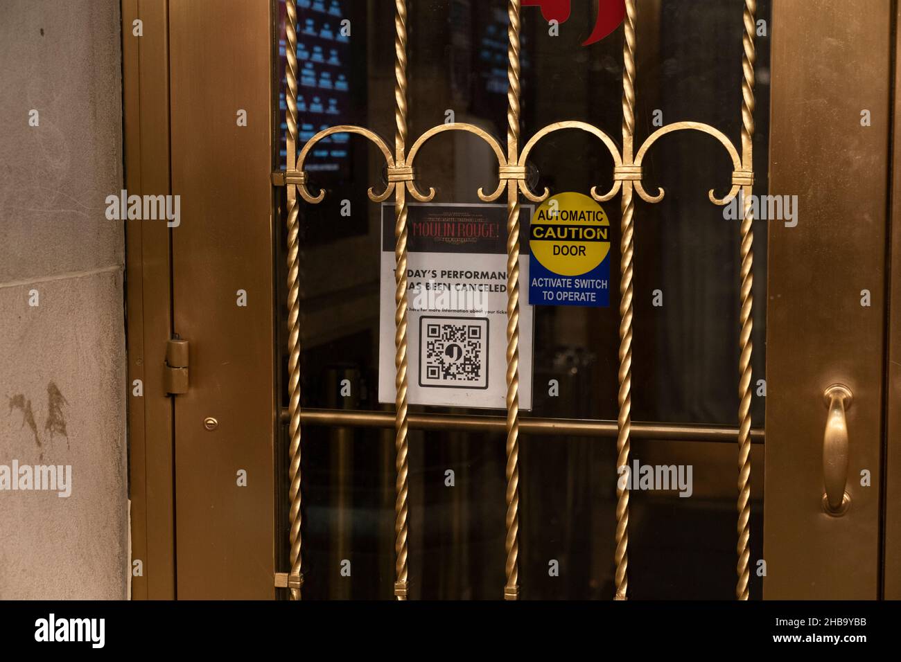 New York, NY - December 17, 2021: View of warning sign on door of Al ...
