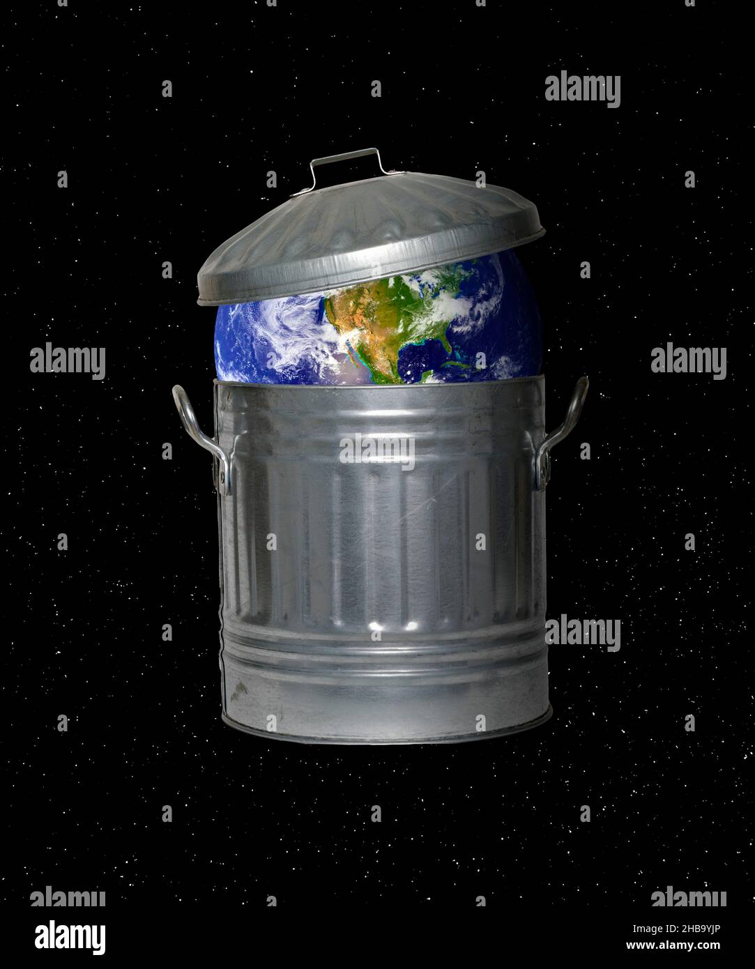 Planet Earth in a dustbin, composite image Stock Photo - Alamy