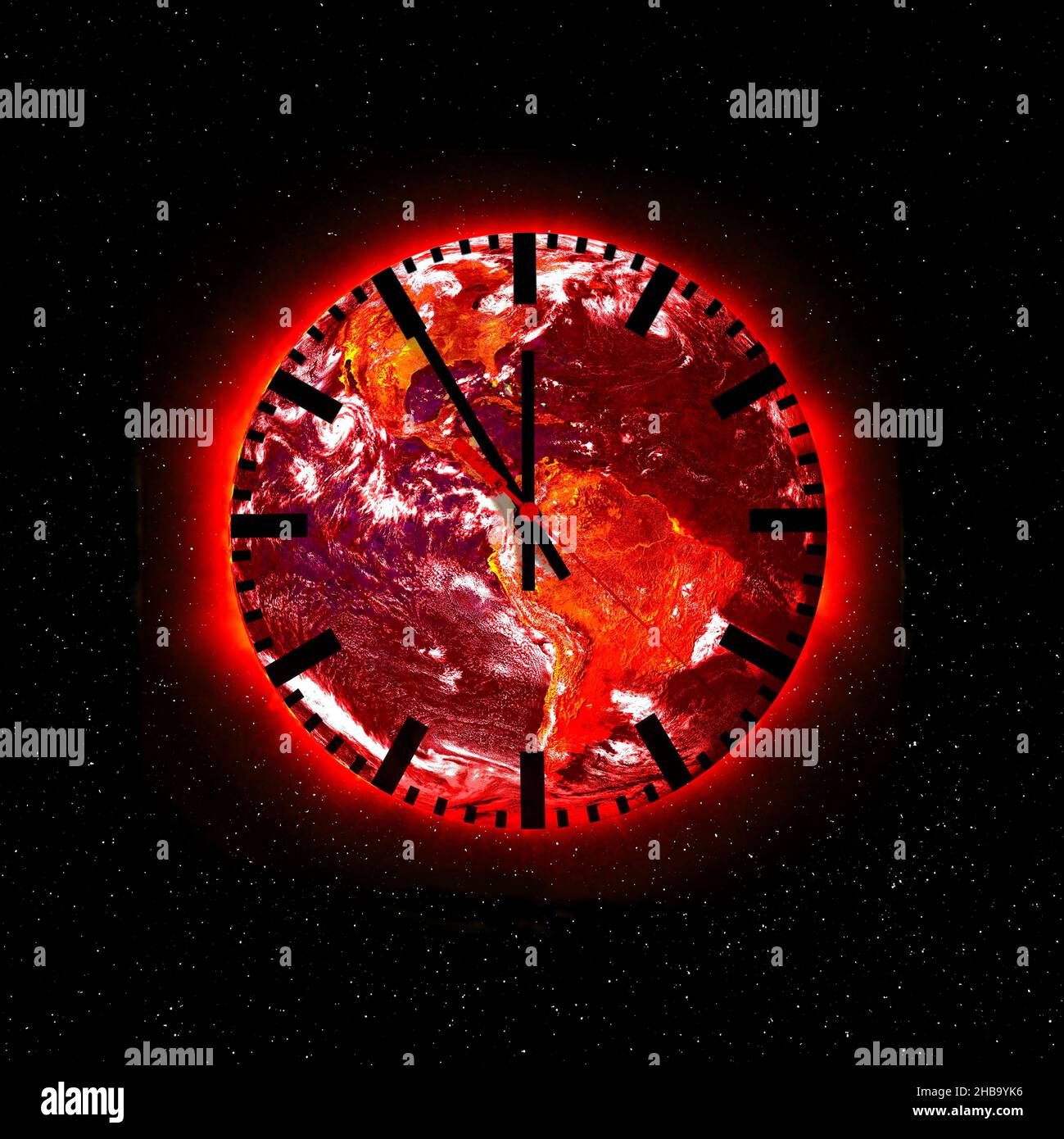 Conceptual image of the Doomsday Clock, which represents the likelihood ...