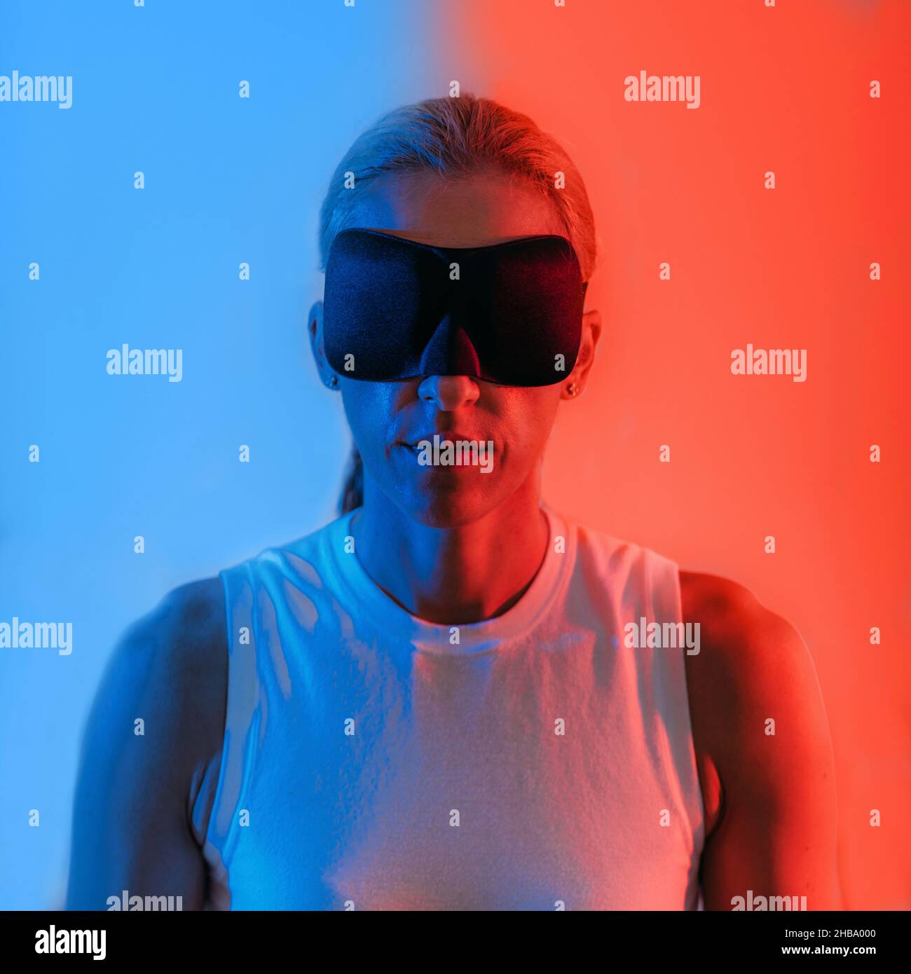 Chroma therapy. Red and blue light therapy concept Stock Photo - Alamy