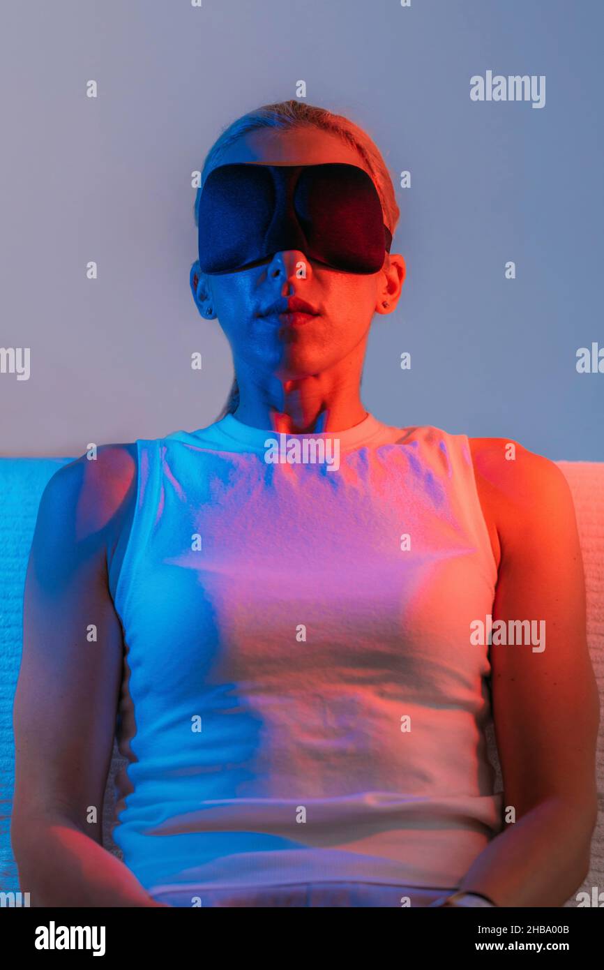Chroma therapy. Red and blue light therapy concept Stock Photo - Alamy