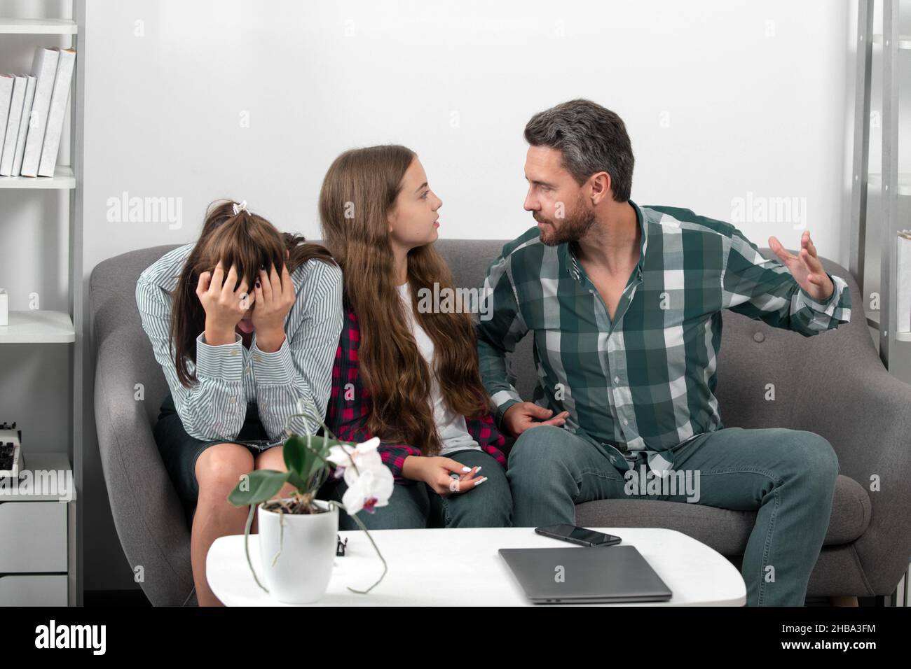 Bad parents. Family conflicts and marital couple with kids crisis ...