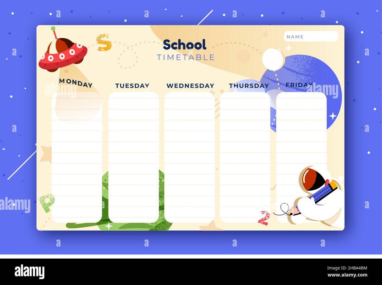 hand drawn back school vector design illustration timetable template ...
