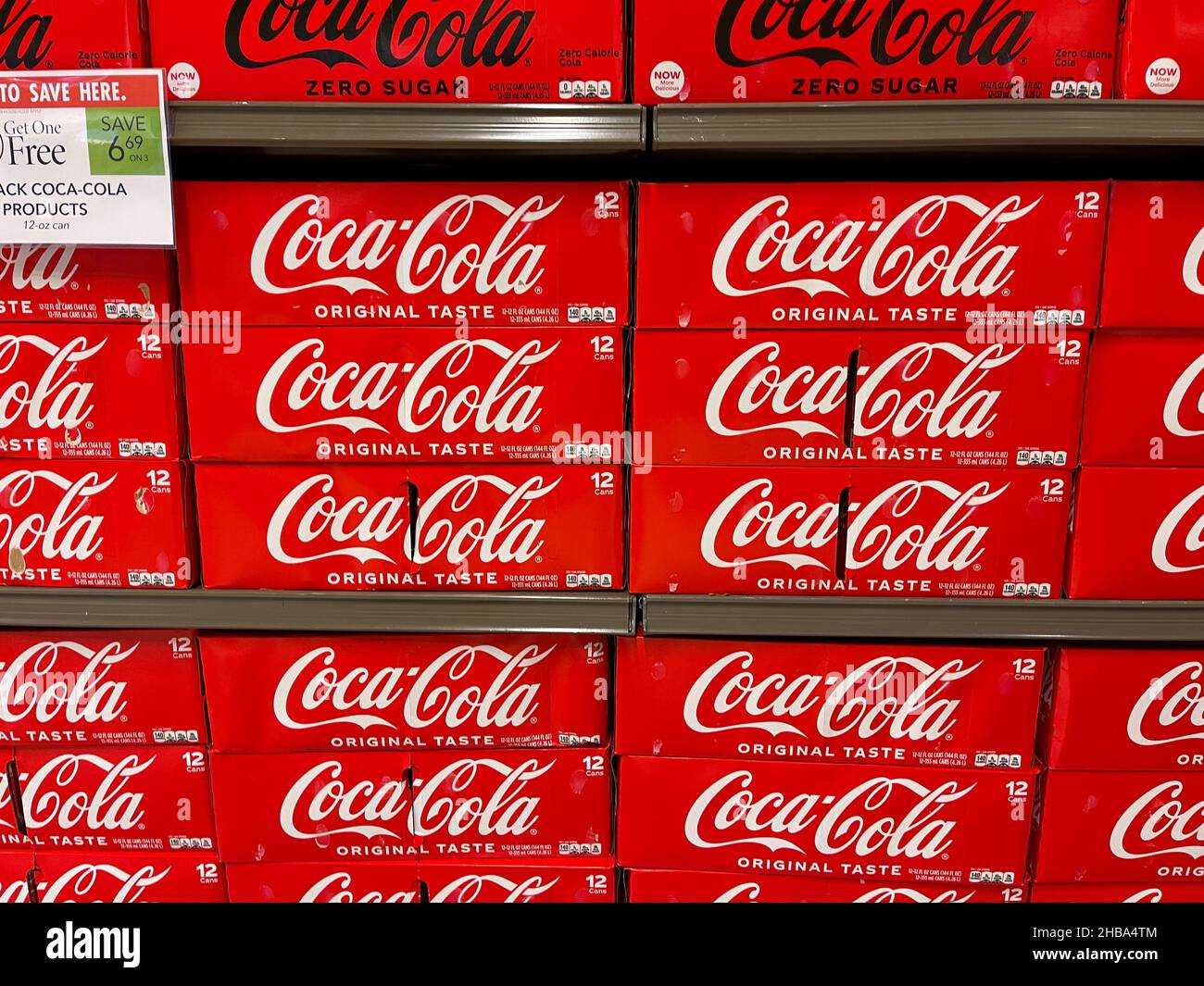 Orlando, FL USA-October 14, 2021: A display of Coca Cola Original and ...