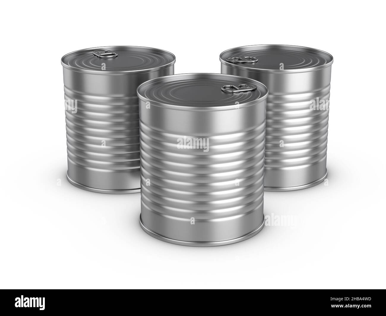 Tin cans on a white background. 3d illustration Stock Photo - Alamy