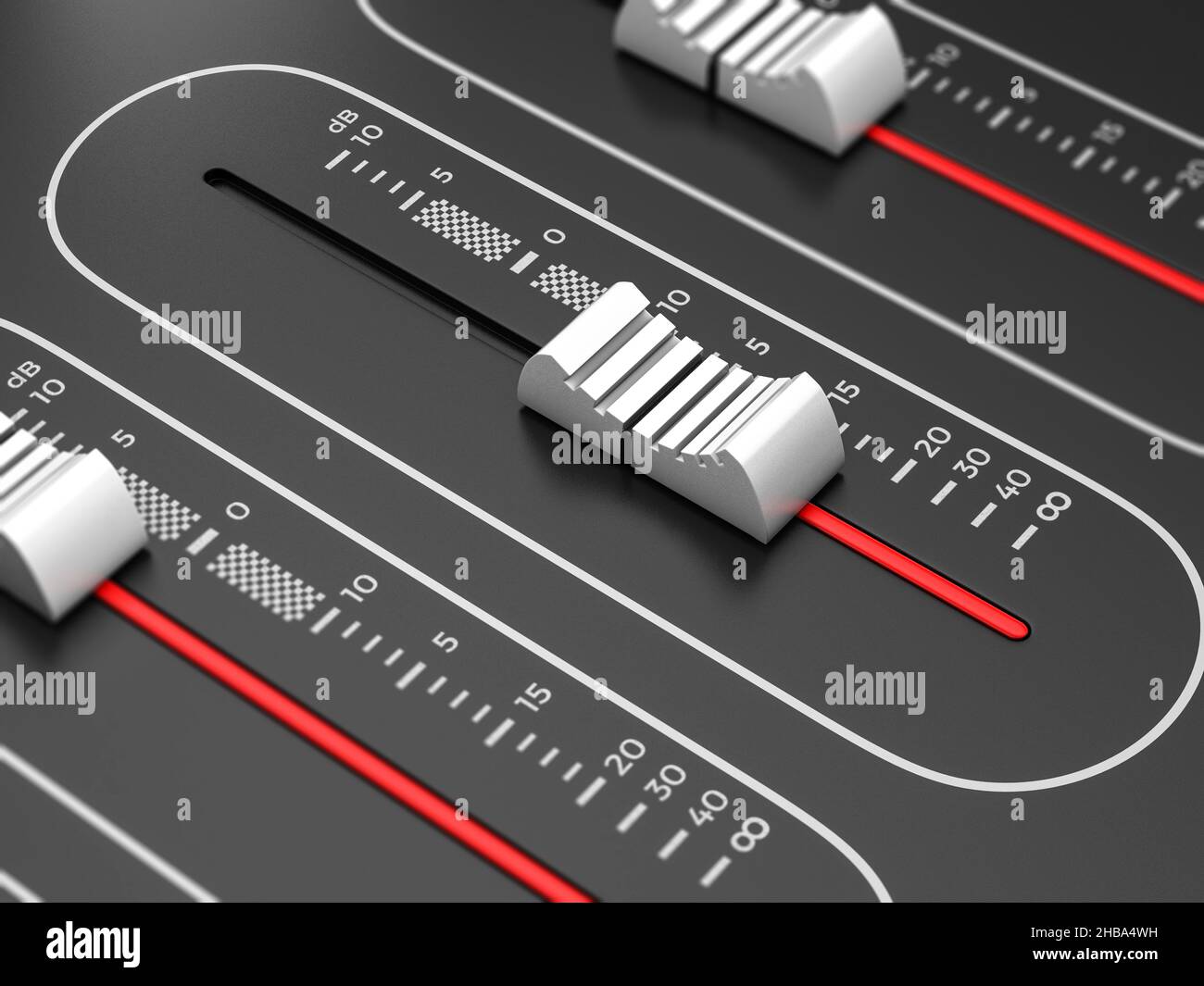 DJ sound mixing console with sliders. 3d illustration Stock Photo - Alamy