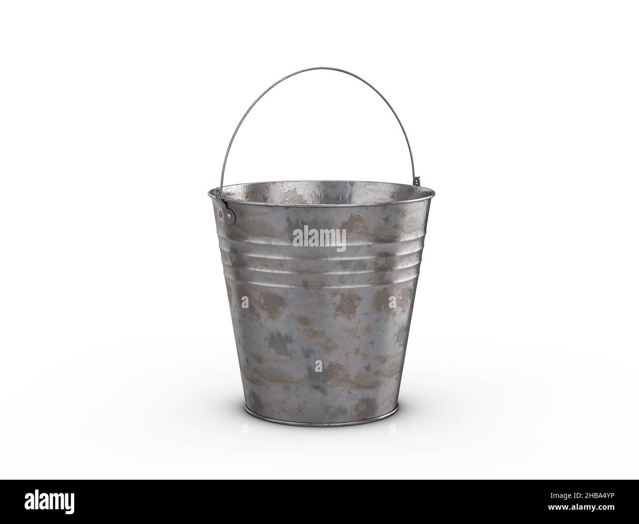 Metal bucket on a white background. 3d illustration Stock Photo - Alamy