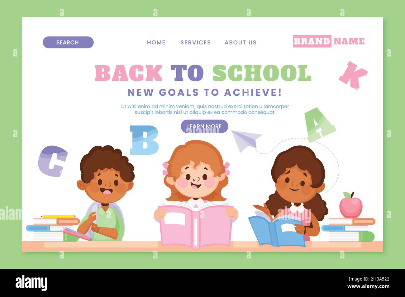 back school vector design illustration landing page template Stock ...