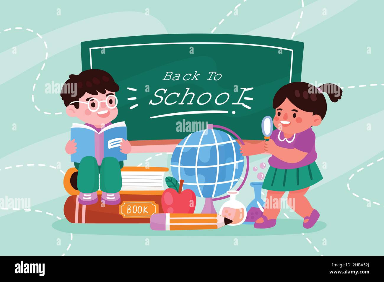 hand drawn back school vector design illustration background Stock ...