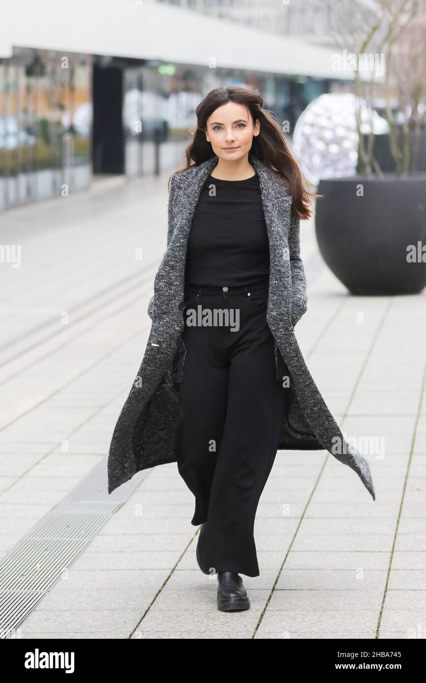 Berlin, Germany. 07th Dec, 2021. Paula Schramm, actress, approaches the ...