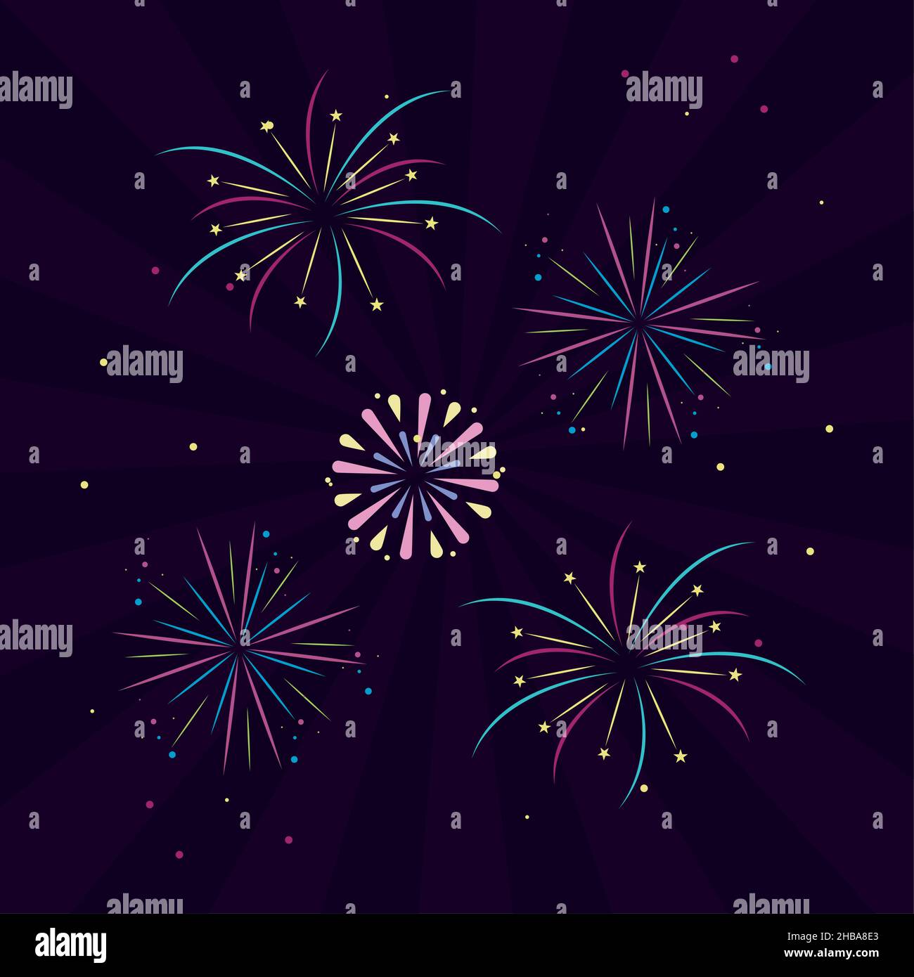 five fireworks in sky Stock Vector Image & Art - Alamy