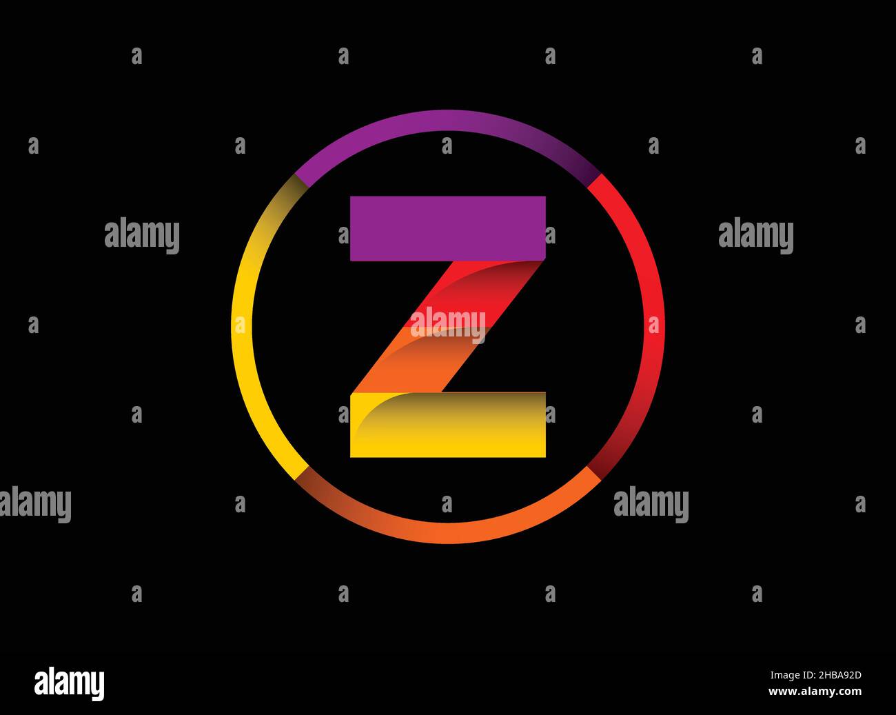 Colorful Z monogram letter alphabet in a circle modern vector logo ...