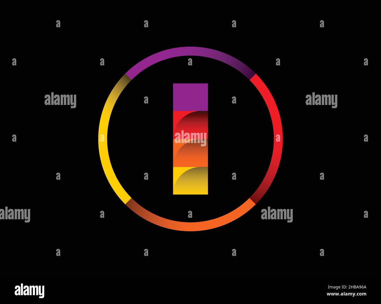 Colorful I monogram letter alphabet in a circle modern vector logo ...