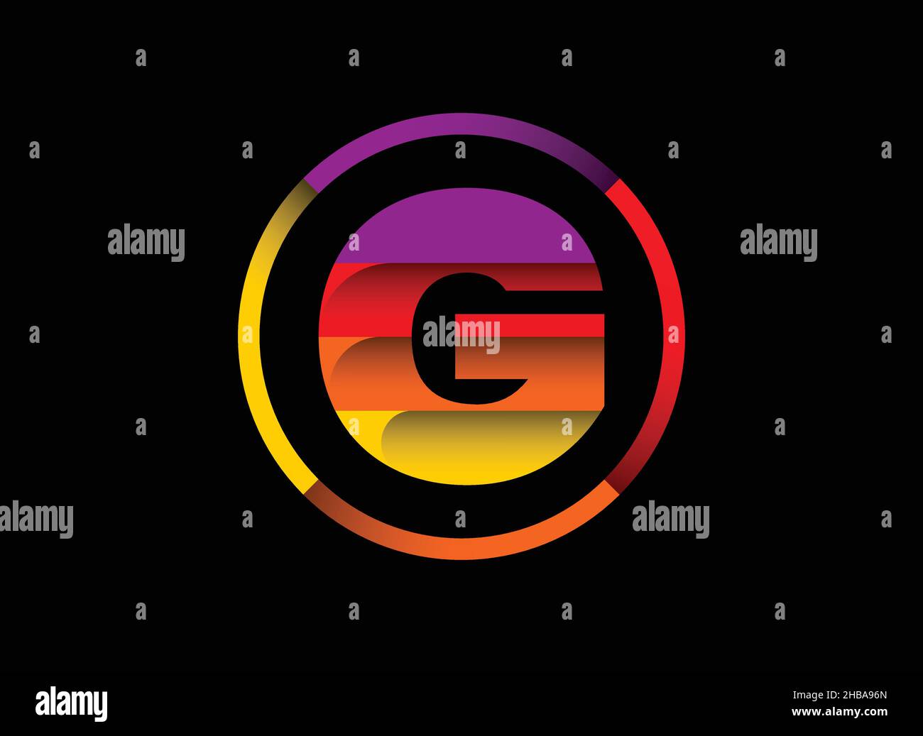 Colorful G monogram letter alphabet in a circle modern vector logo ...