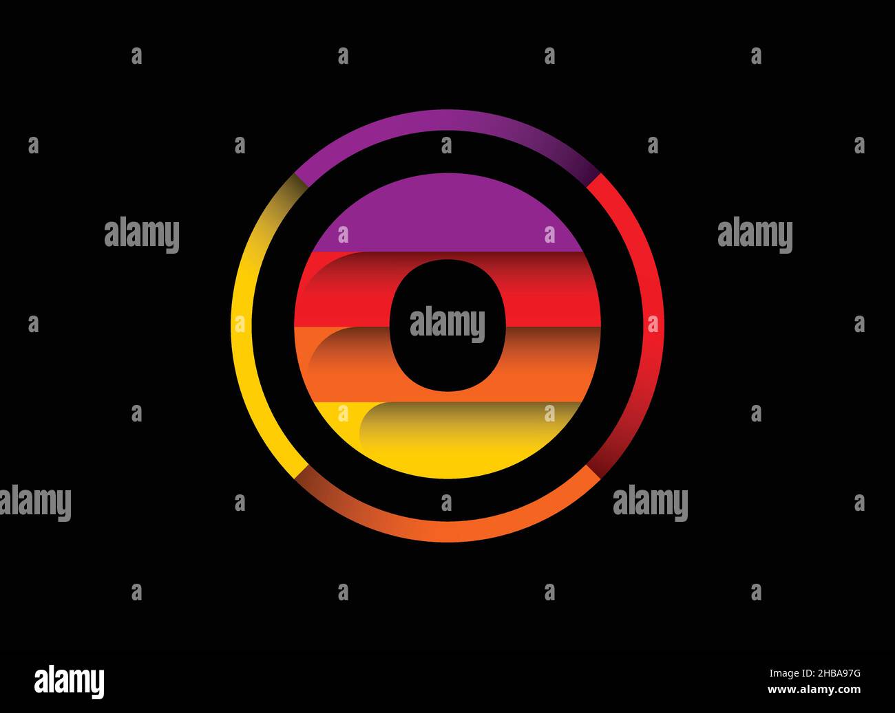 Colorful O monogram letter alphabet in a circle modern vector logo ...