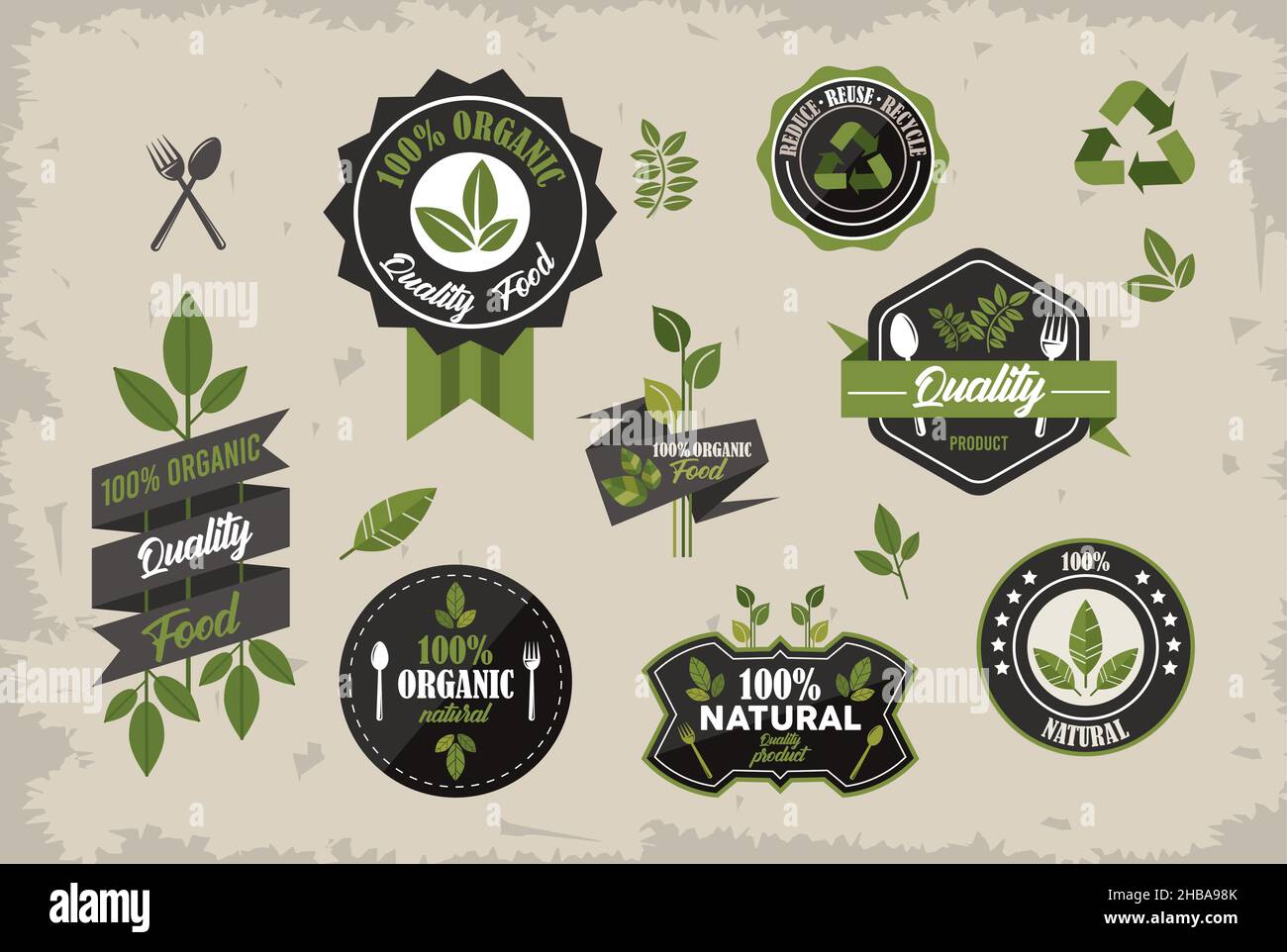ten eco badges icons Stock Vector Image & Art - Alamy