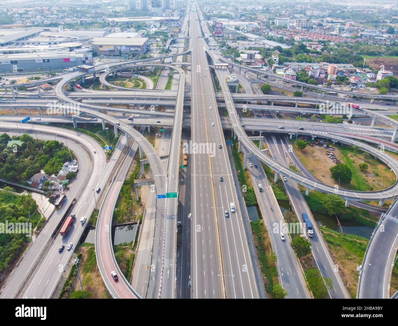 Aerial view city transport road with vehicle express way Stock Photo ...