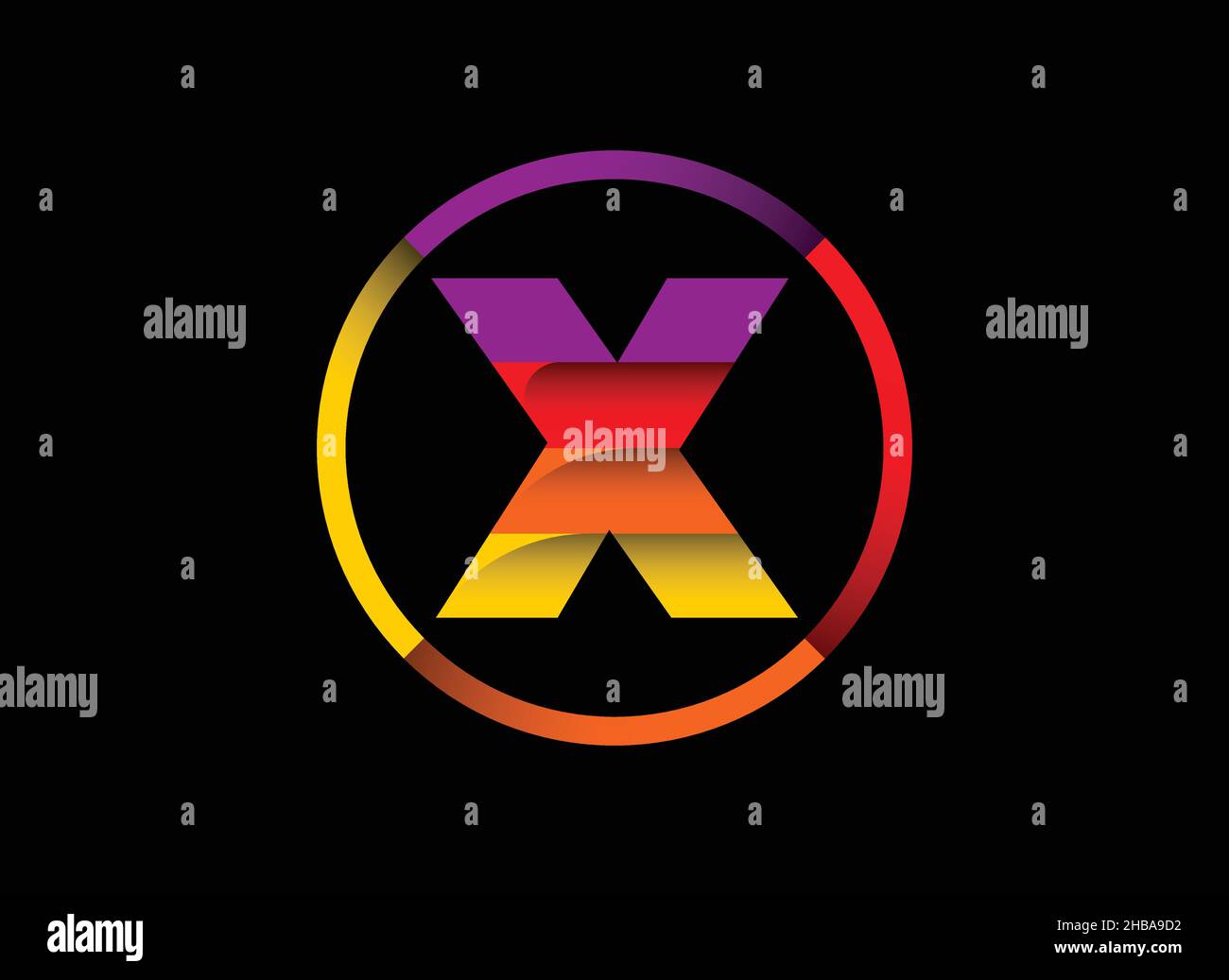 Colorful X monogram letter alphabet in a circle modern vector logo ...